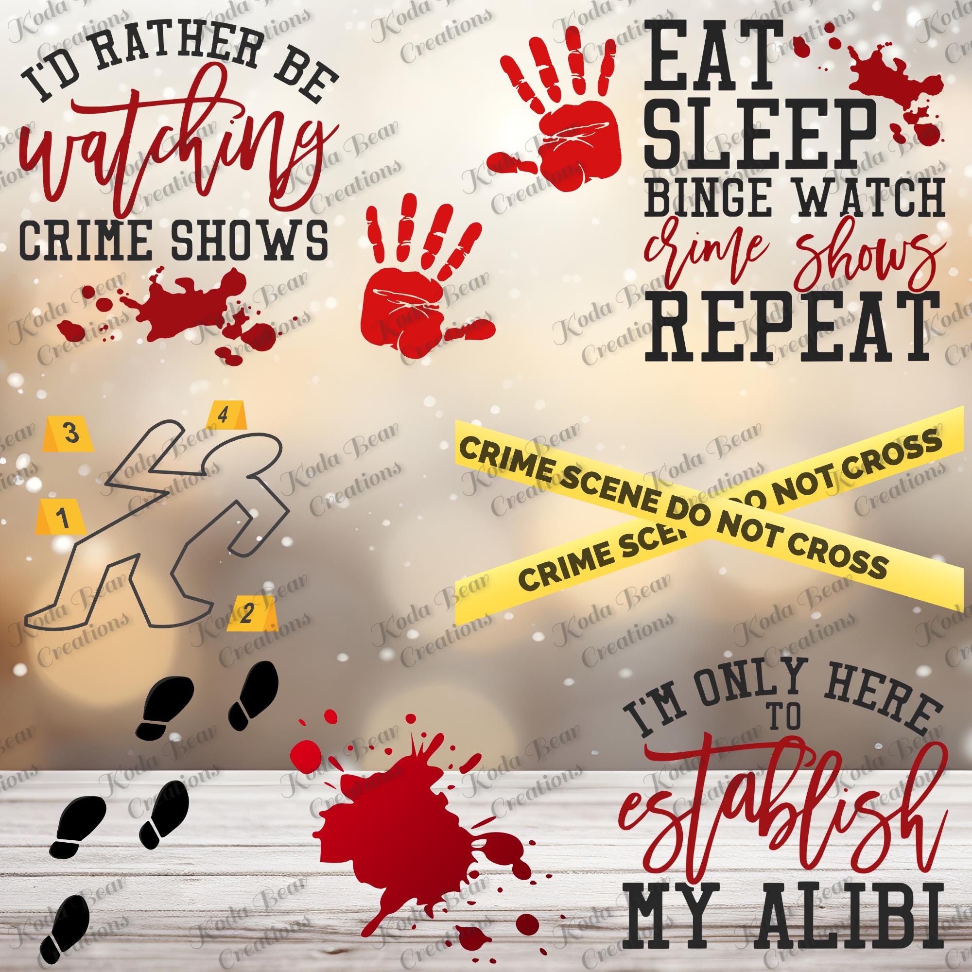 Crime Scene Element Sheet UV DTF Decals – Koda Bear Creations